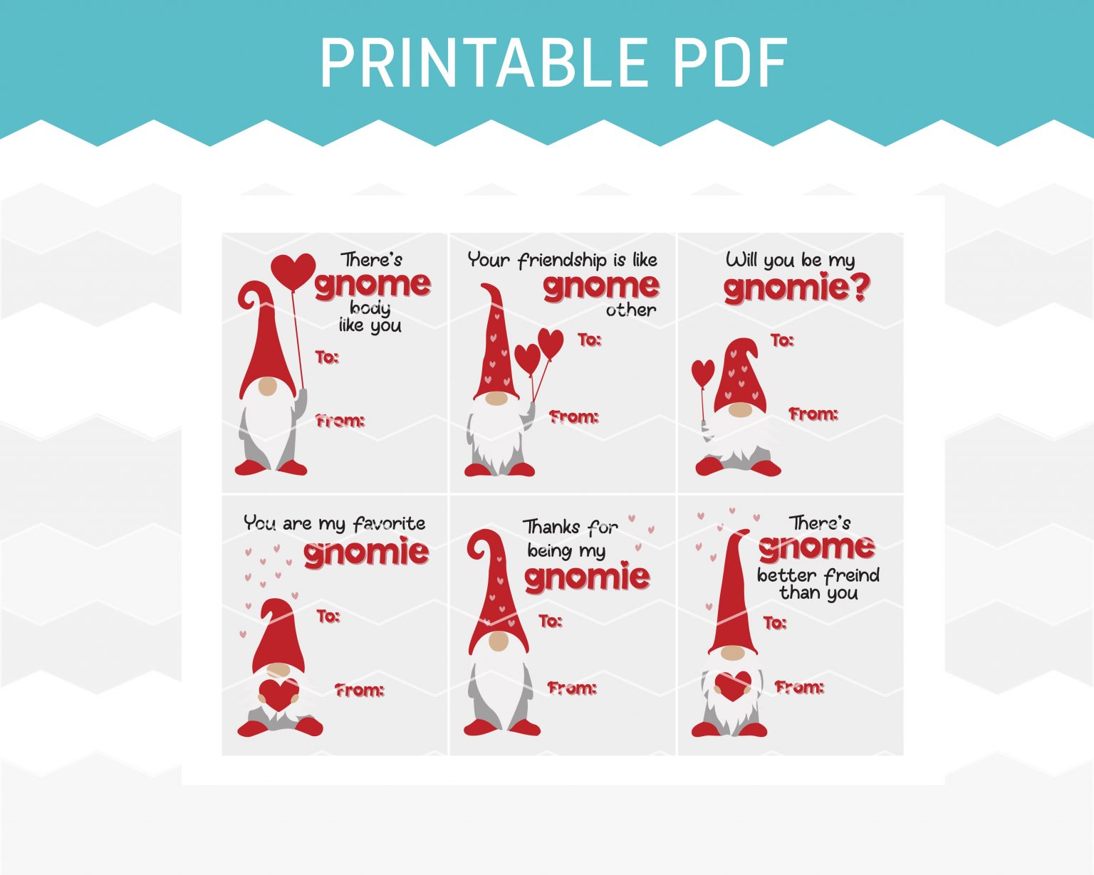 Free Gnome Printable Valentine Download - Dauntless Llama